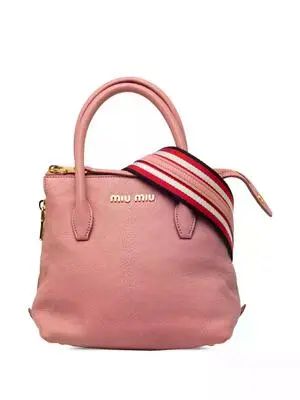 Miu Miu Goatskin Madras Side Zip Satchel