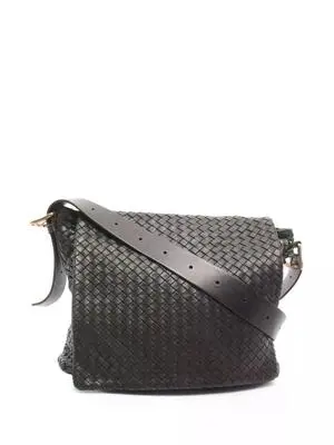 Bottega Veneta 2012-2026 Nappa Intrecciato Flap Crossbody Bag - Black