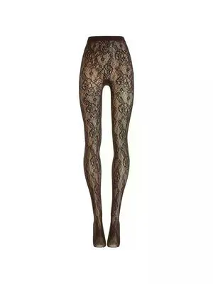 Wolford Floral Lace-mesh Tights - Brown
