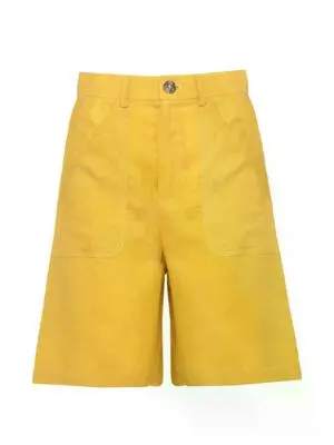 EMME Emma Dorni High-waisted Bermuda Linen Shorts - Yellow