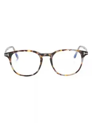 TOM FORD Tortoiseshell-effect Oval-frame Glasses - Brown