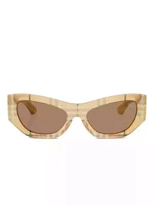 Burberry Check-print Cat-eye Sunglasses - Brown
