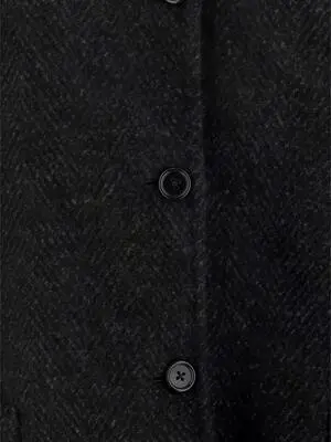 JIL SANDER Herringbone-pattern Virgin-wool Coat - Grey