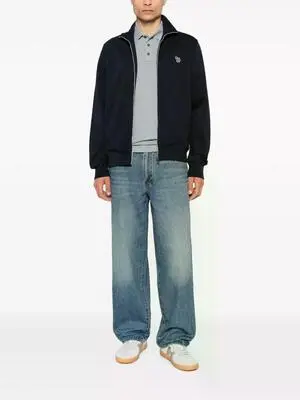 Paul Smith Zebra-patch Zip-up Sweatshirt - Blue