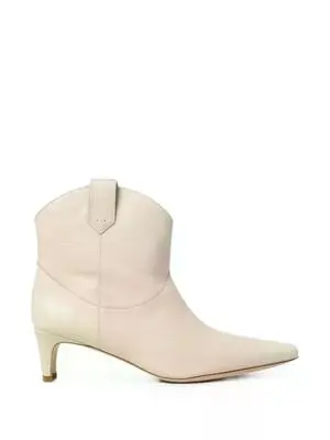 Staud Square-toe Leather Ankle Boots - Neutrals