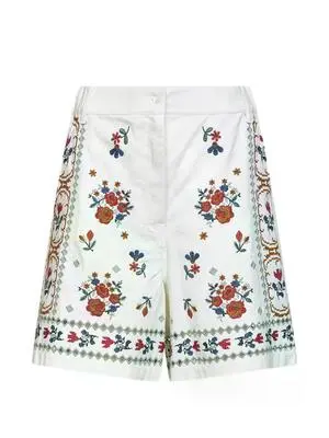 Max Mara Embroidered Cotton Shorts - White