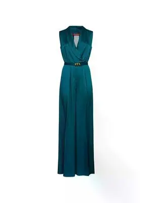 Max Mara Belted Satin Jumpsuit - Green
