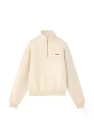 Jacquemus Logo-patch Quarter-zip Sweater - Neutrals