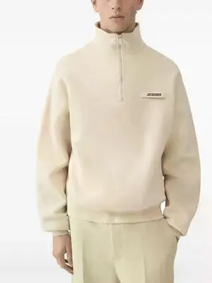Jacquemus Logo-patch Quarter-zip Sweater