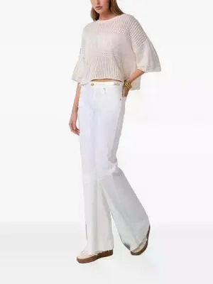 GAELLE PARIS Logo-knit Pointelle Sweater