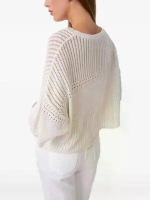 GAELLE PARIS Logo-knit Pointelle Cropped Sweater