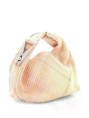 Burberry Peg Handle Bag Knit Check Fabric Mini Satchel