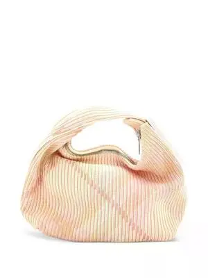 Burberry Burberry Knit Check Fabric Mini Satchel With Peg Handle Pink