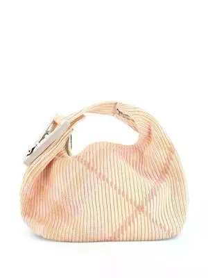 Burberry Knit Check Fabric Mini Satchel With Peg Handle - Pink