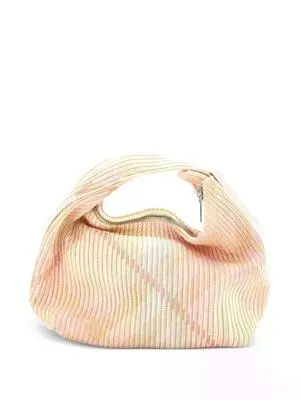 Burberry Knit Check Fabric Mini Satchel With Peg Handle - Pink