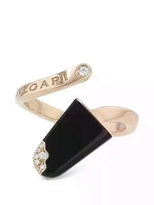 BVLGARI 2010s Gelati Onyx And Diamond Ring - Pink