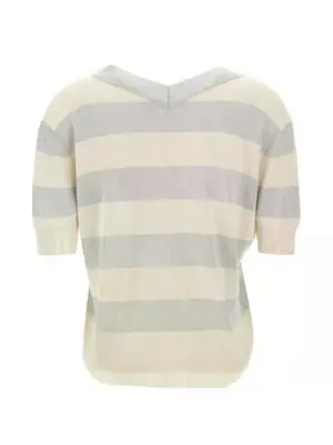 GRAN SASSO Lurex Detail Striped V-neck Sweater