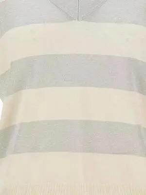 GRAN SASSO Lurex Detail Striped V-neck Sweater