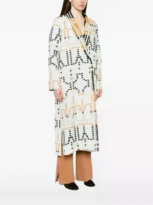 FORTE_FORTE Geometric-pattern Fringed-trim Coat