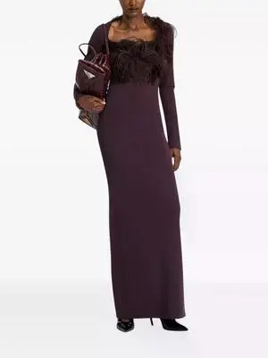 Attico Feather-trim Maxi Dress