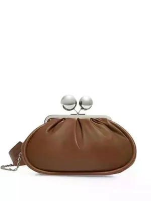 Max Mara Medium Pasticcino Sphere-clasp Leather Clutch Bag - Brown