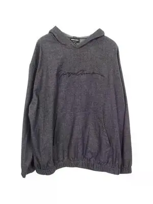 Giorgio Armani Logo Embroidered Hoodie - Grey
