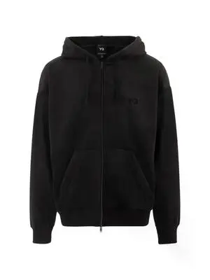 Y3 Logo-print Zip-up Hoodie - Black