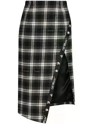 Off-White Check-print Asymmetric Pencil Skirt - 1000