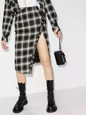 Off-White Check-print Asymmetric Pencil Skirt