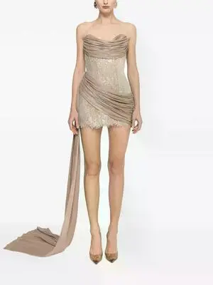 NISSA Sequin-detail Lace Mini Dress