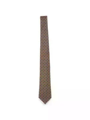 Kiton Micro Geometric Tie - Brown