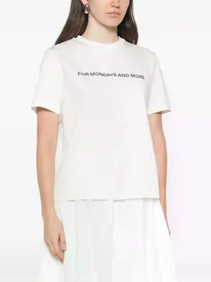 Max Mara Slogan Print Cotton T-shirt