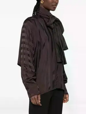 Sportmax Pussy-bow Striped Blouse - Brown