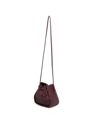 FORTE_FORTE Woven Leather Shoulder Bag - Red