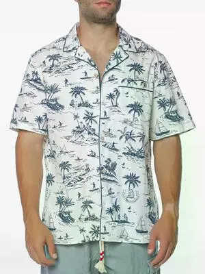 MC2 SAINT BARTH Kalea Piping Detail Surfer-print Shirt - White