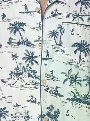 MC2 SAINT BARTH Kalea Piping Detail Surfer-print Shirt