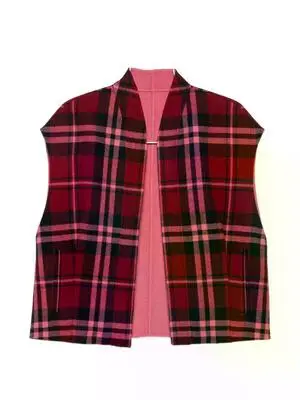 ALICIA AUDREY Regine Check Sleeveless Reversible Gilet - Red