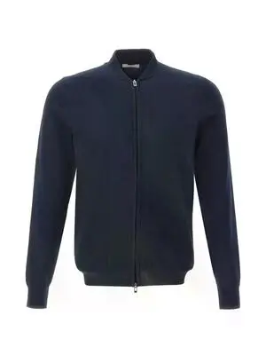 DIKTAT Zip-up Ribbed-trim Sweater - Blue