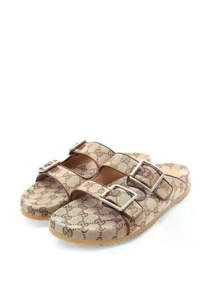 Gucci 2010s Gg Canvas Buckle Slide Sandals - Neutrals