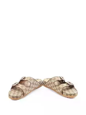 Gucci 2010s Gg Canvas Buckle Slide Sandals