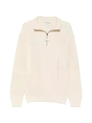 JW Anderson Half-zip Ribbed Knit Sweater - Neutrals