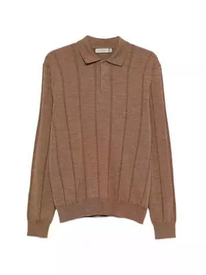 Canali Ribbed Polo Sweater - Brown