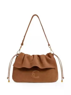 COCCINELLE Lidia Ruffled Suede Shoulder Bag - Brown