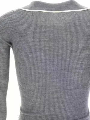 Elisabetta Franchi Ribbed-knit Logo-embroidered Polo Shirt - Grey