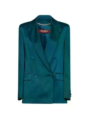 Max Mara Double-breasted Satin Blazer - Green