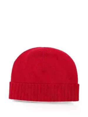 Malo Ribbed-trim Knitted Beanie Hat - Red