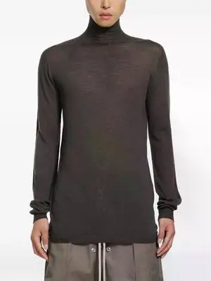 Rick Owens Tower Level Turtleneck Wool Sweater - Brown