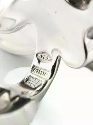 BVLGARI 18k White Gold Polished Engraved Logo Multi-disc Earrings