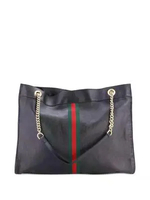 Gucci Rajah Chain Leather Large Tote Bag - Black