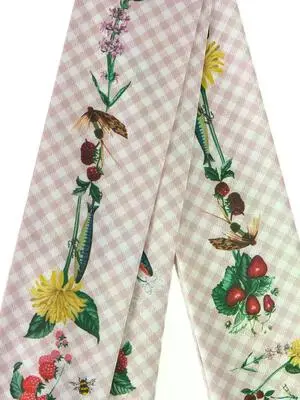 Mulberry Gingham Floral-print Scarf - Pink